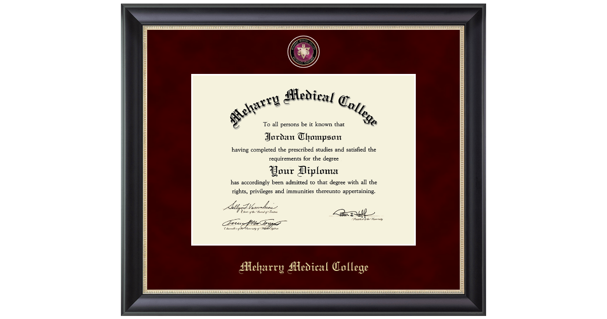 Regal Edition Diploma Frame in Noir Meharry Medical College - Item #410814