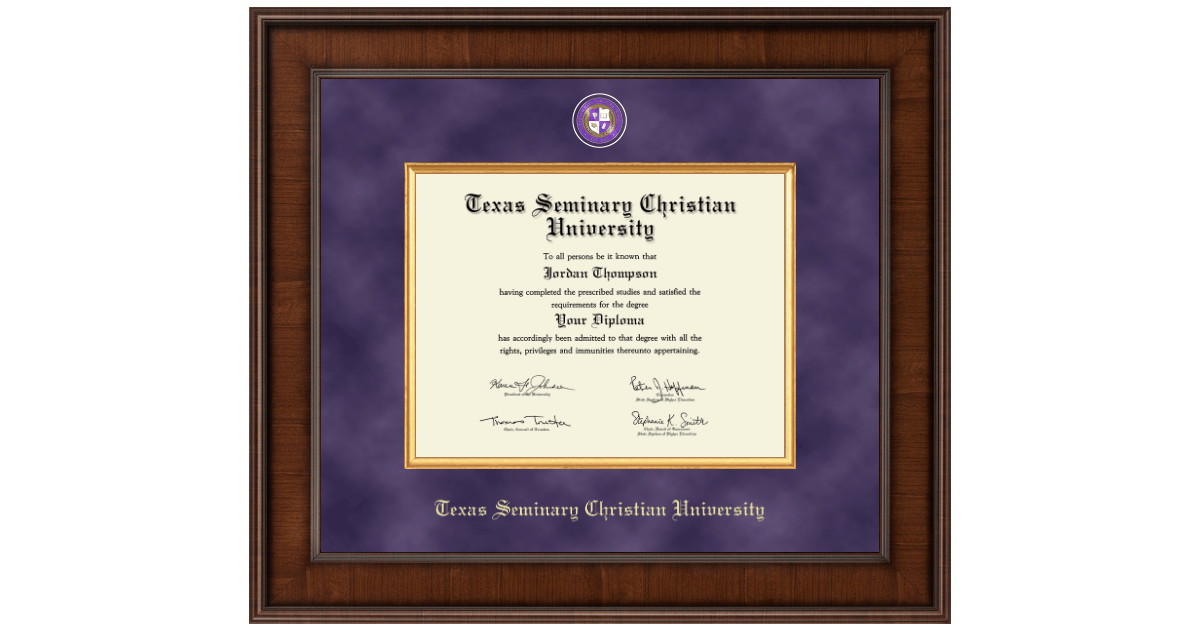 Texas Seminary Christian University - Diploma Frames - Church Hill Classics