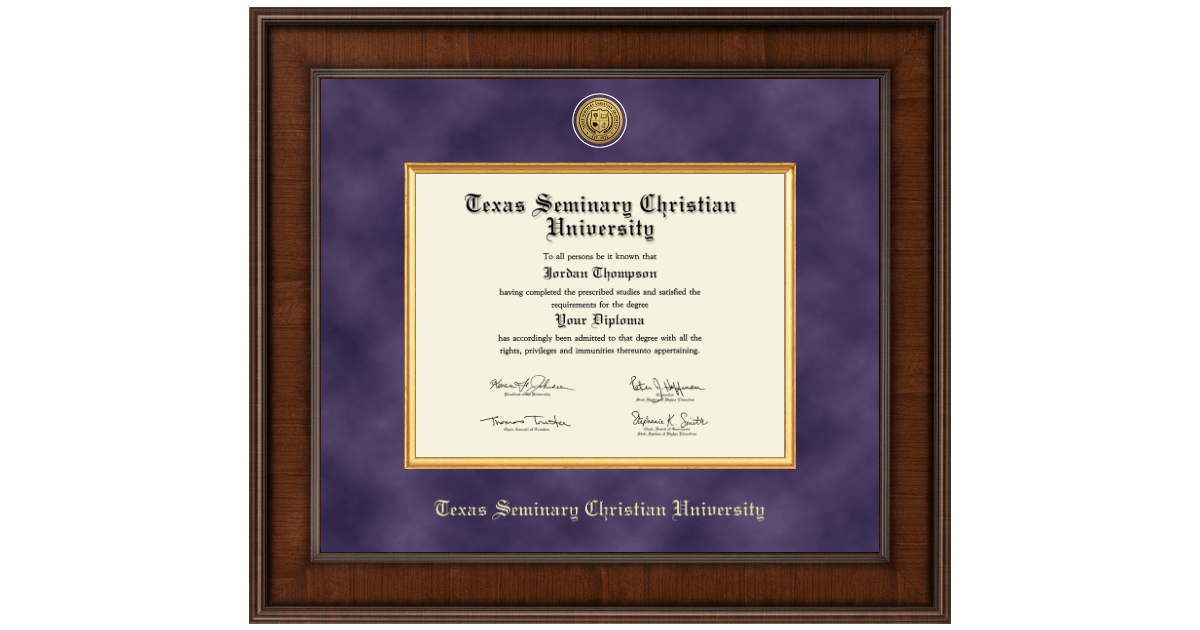 Presidential Gold Engraved Diploma Frame in Madison Texas Seminary ...