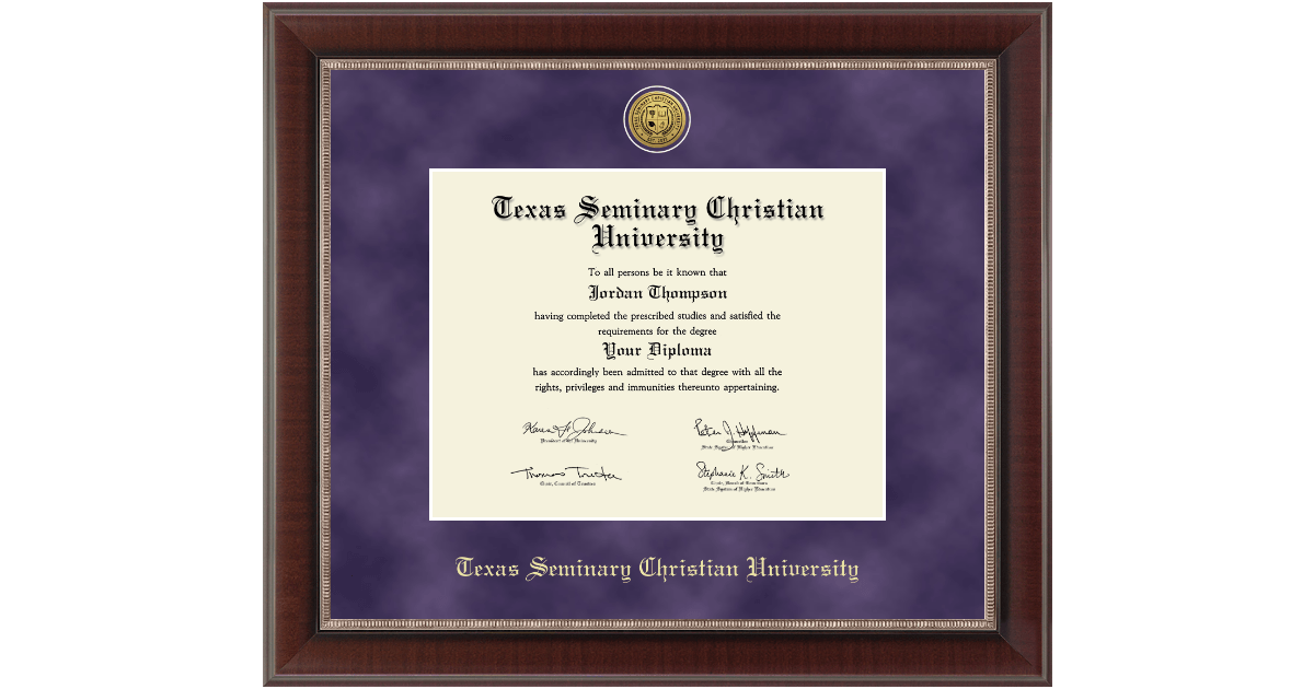 Gold Engraved Medallion Diploma Frame in Chateau Texas Seminary ...