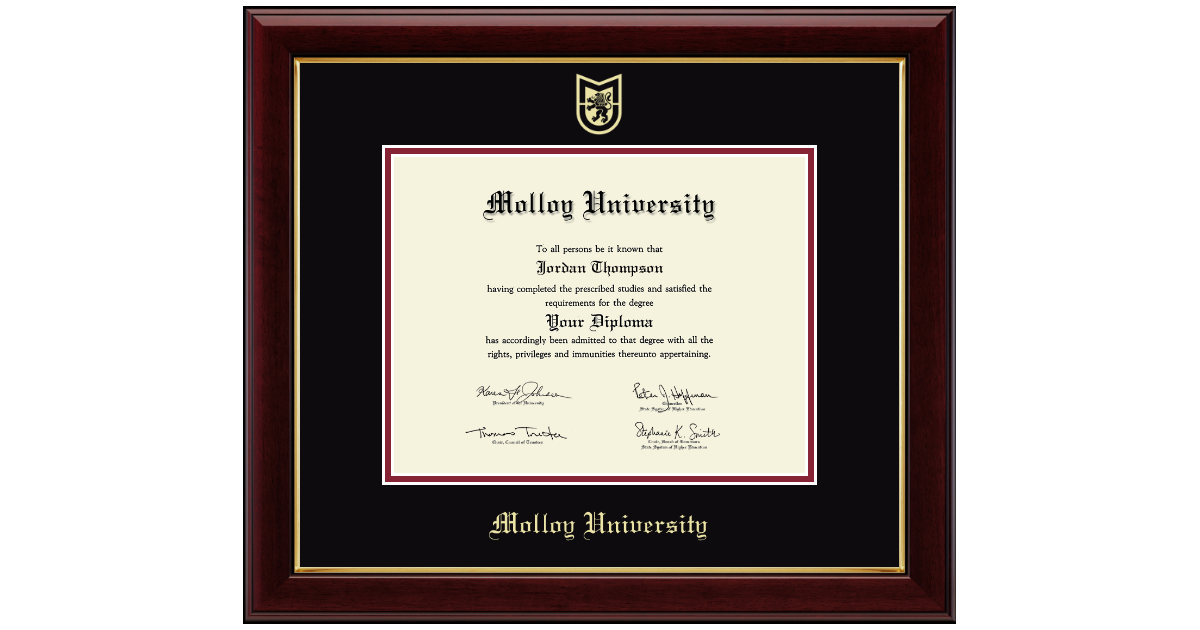 Gold Embossed Diploma Frame in Gallery Molloy University - Item #411147