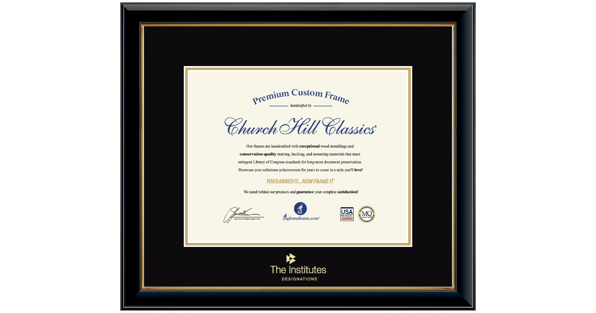 Associate Designation- Gold Embossed Certificate Frame in Onyx Gold The ...