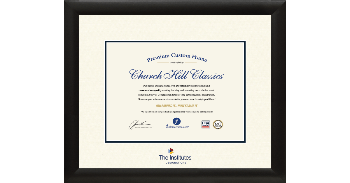 CPCU Diploma- Dimensions Certificate Frame in Tacoma The Institutes ...