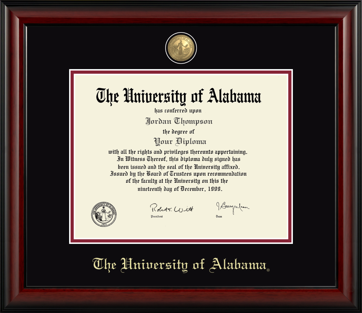 The University of Alabama Tuscaloosa Masterpiece Medallion Diploma ...