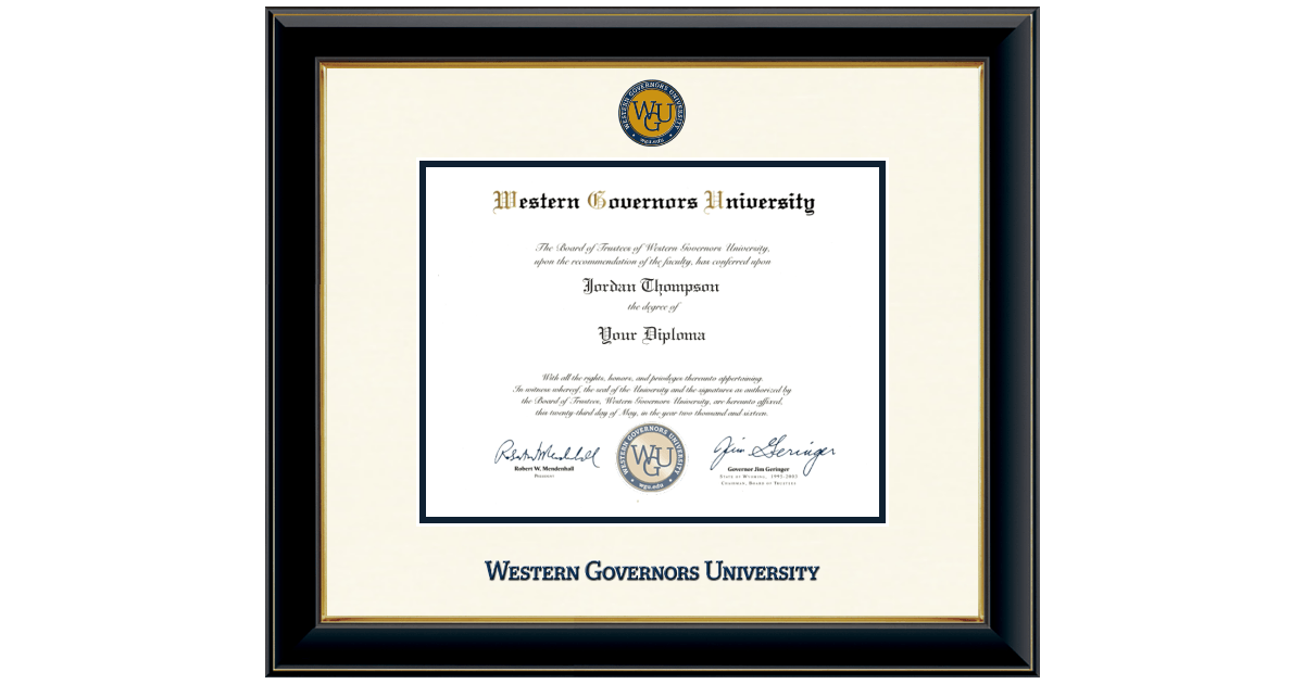 Dimensions Diploma Frame in Onyx Gold Western Governors University ...