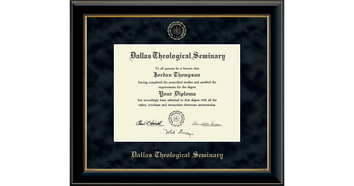 Gold Embossed Diploma Frame in Onyx Gold Dallas Theological Seminary ...