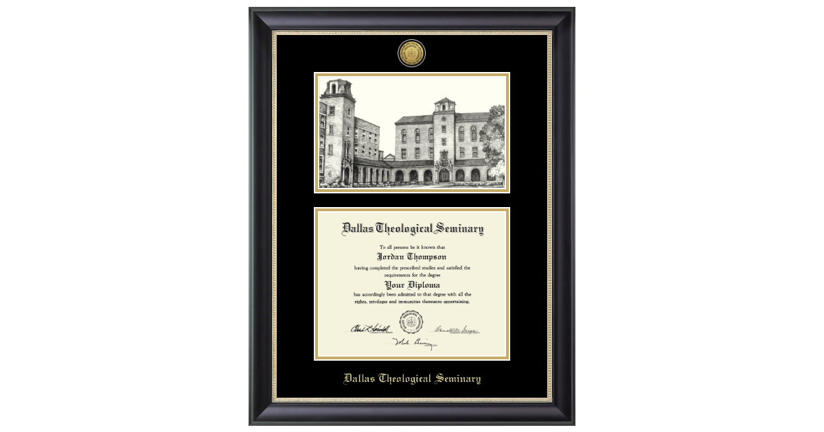 Campus Scene Lithograph Gold Engraved Diploma Frame in Noir Dallas ...