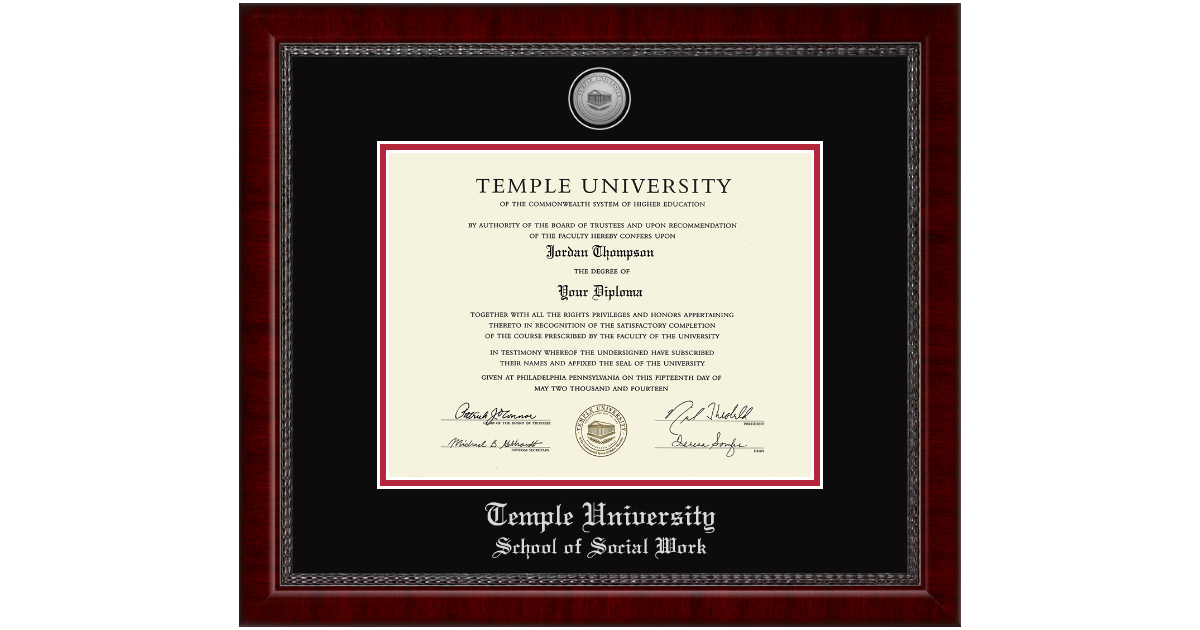 Silver Engraved Medallion Diploma Frame in Sutton Temple University - Item #413291-TSS