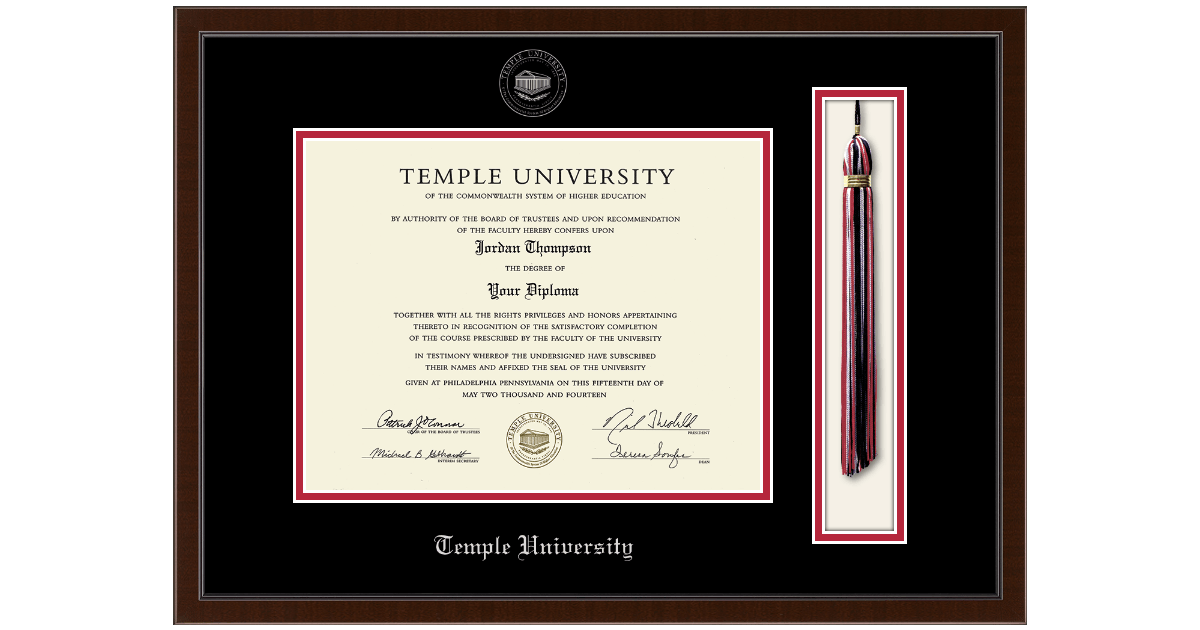 Tassel & Cord Diploma Frame in Delta Temple University - Item #413307