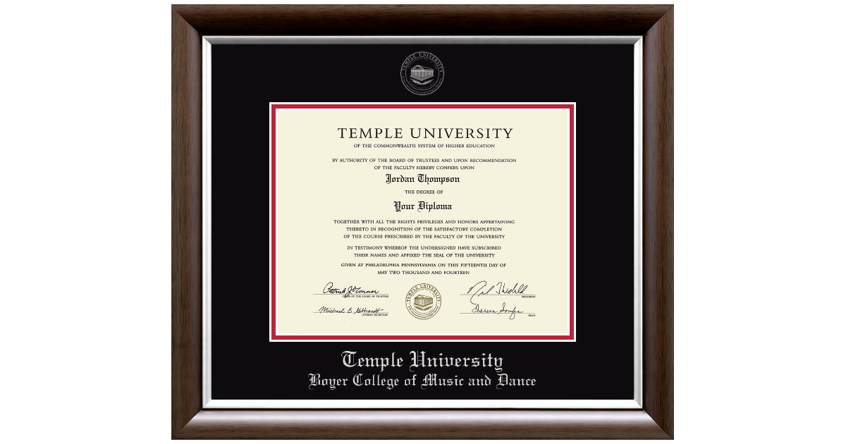Silver Embossed Diploma Frame in Devonshire Temple University - Item ...
