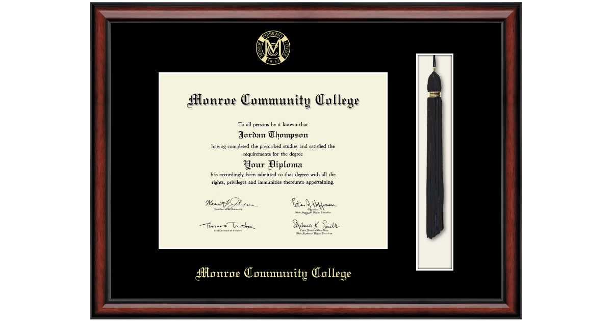 Tassel & Cord Diploma Frame in Southport Monroe Community College ...