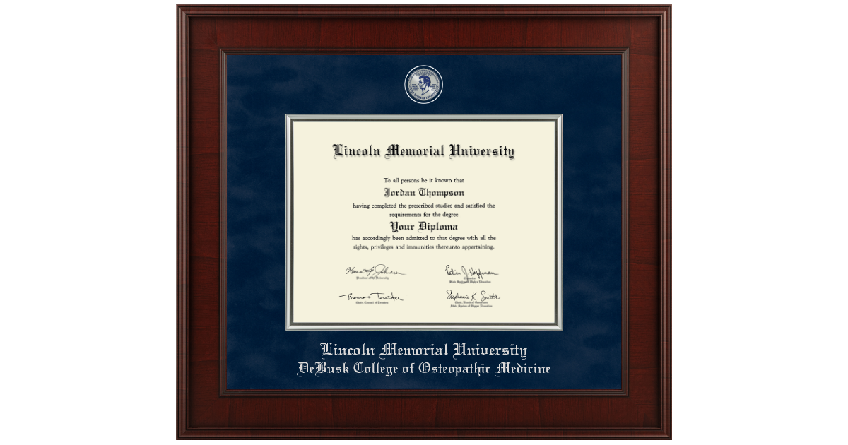 Lincoln Memorial DeBusk College of Osteopathic Medicine Diploma Frames