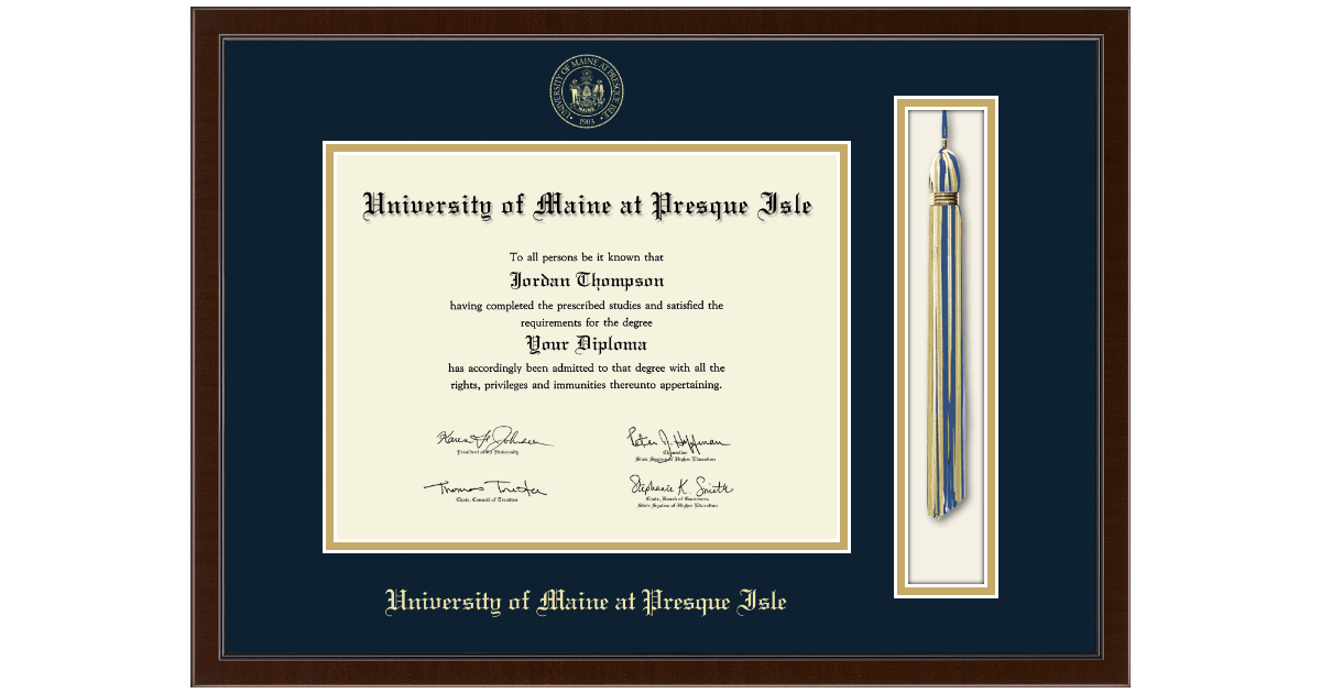 Tassel & Cord Diploma Frame in Delta University of Maine at Presque ...