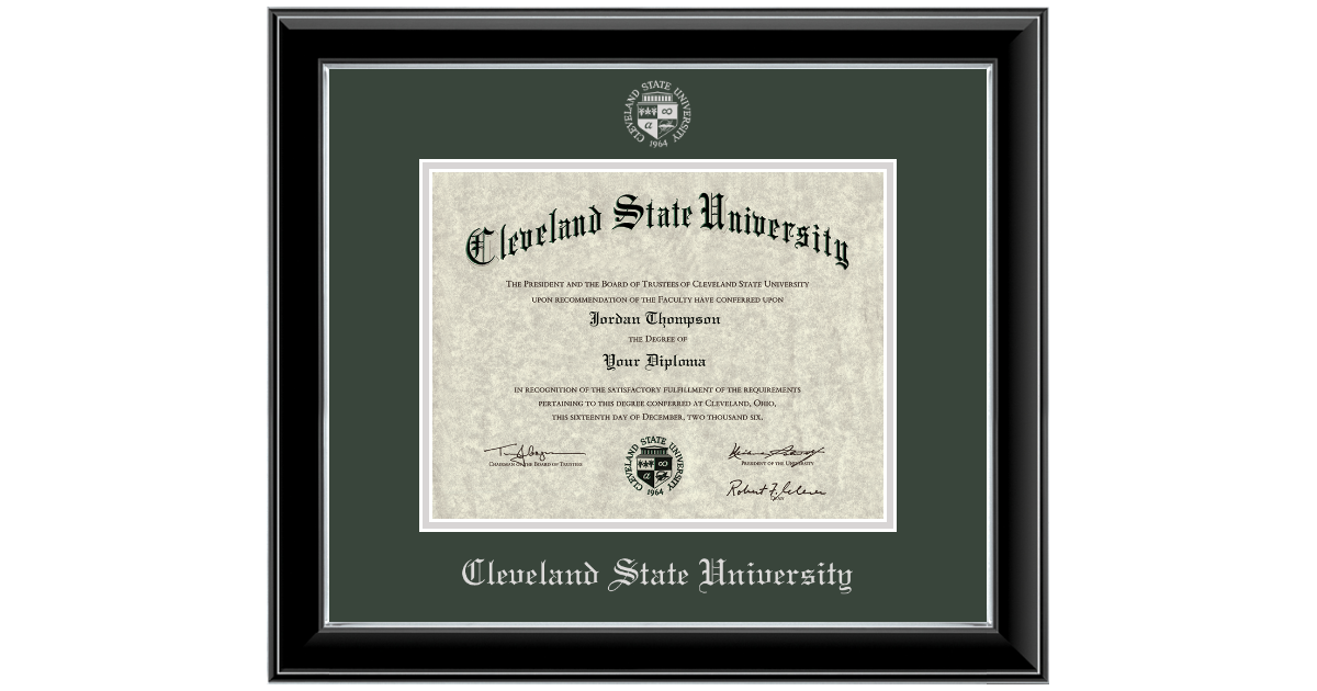 Silver Embossed Diploma Frame in Onyx Silver Cleveland State University - Item #417340
