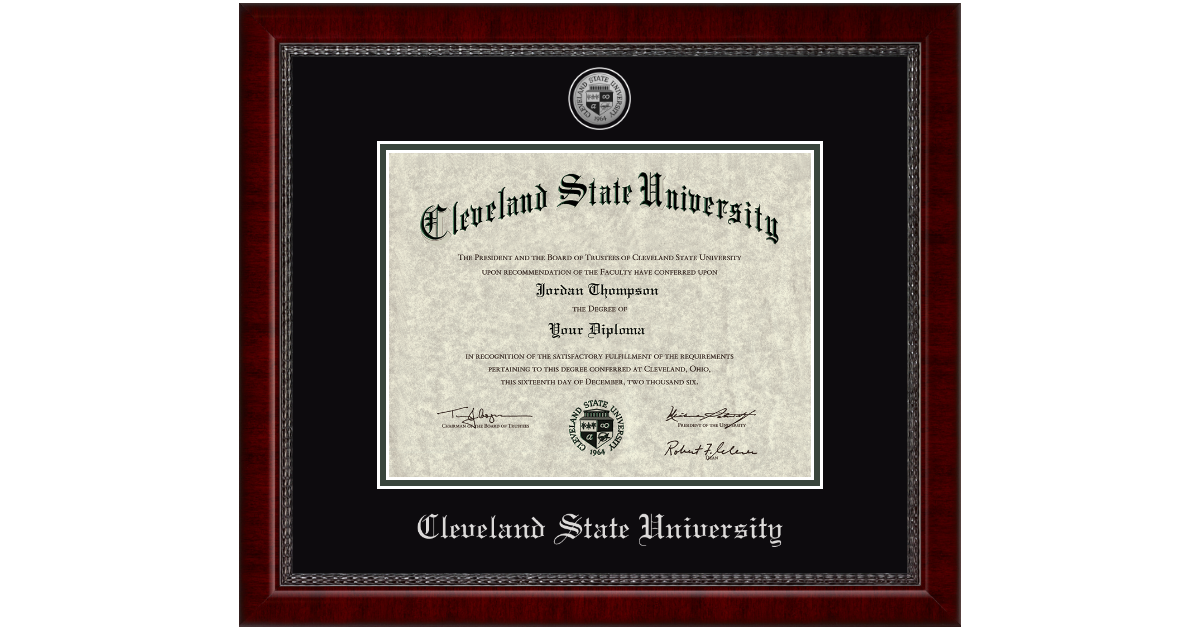Silver Engraved Medallion Diploma Frame in Sutton Cleveland State University - Item #417341