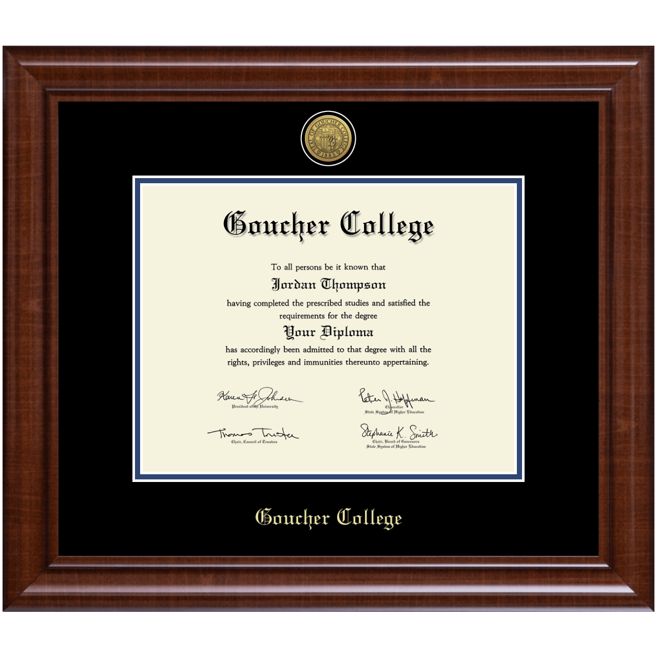 Gold Engraved Medallion Diploma Frame in Prescott Goucher College ...