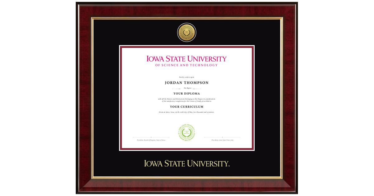 Gold Engraved Medallion Diploma Frame in Murano Iowa State University ...
