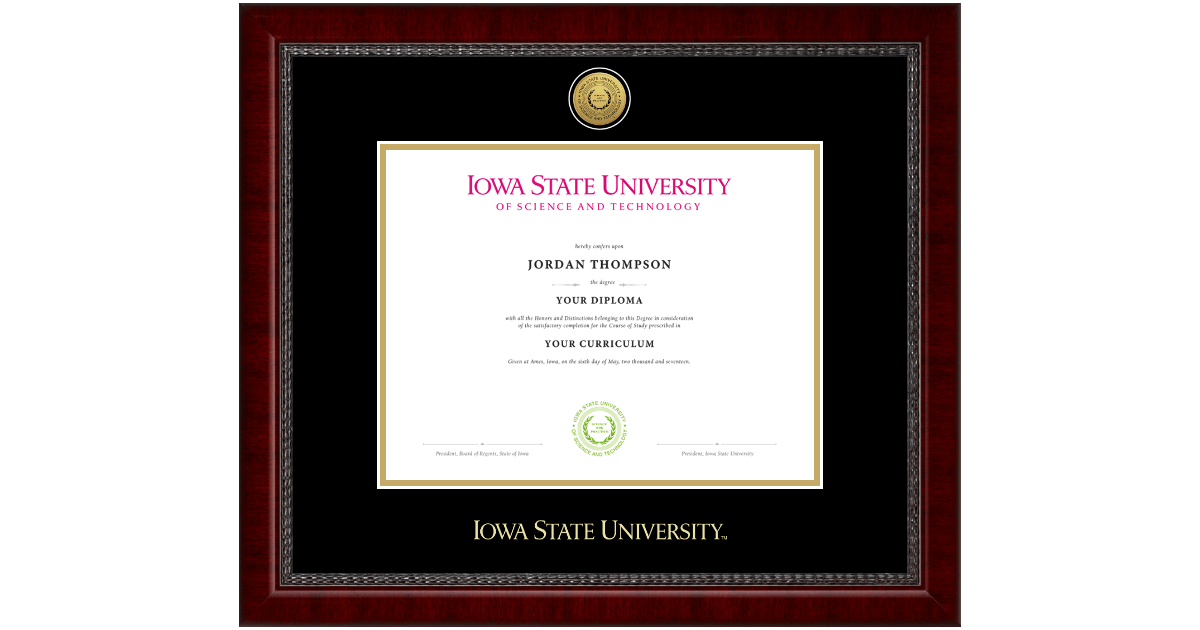 Gold Engraved Medallion Diploma Frame in Sutton Iowa State University ...