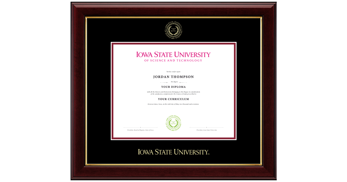 Gold Embossed Diploma Frame in Gallery Iowa State University - Item ...