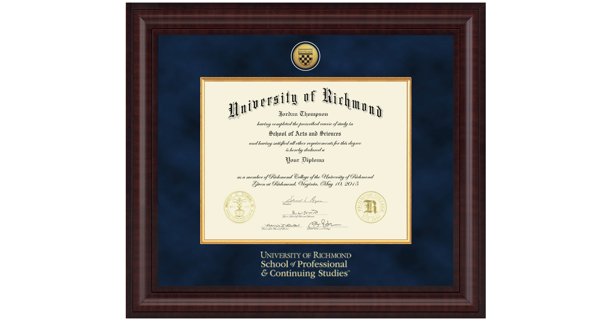 Presidential Gold Engraved Diploma Frame in Premier University of Richmond - Item #422313-RPS ...