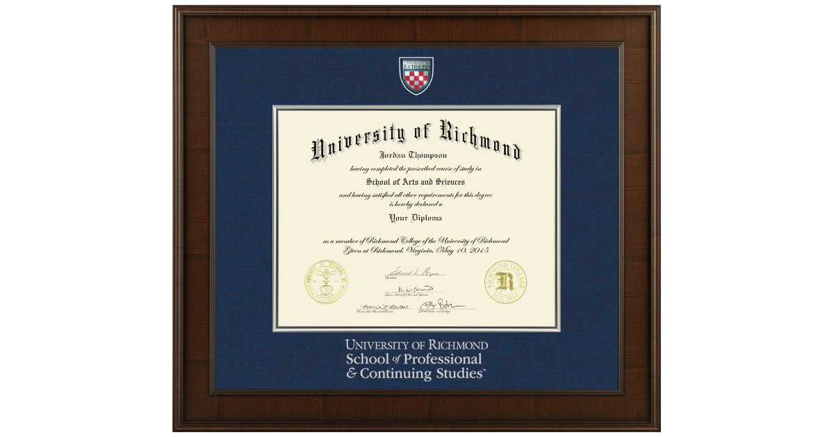 UR School of Professional & Continuing Studies Diploma Frames