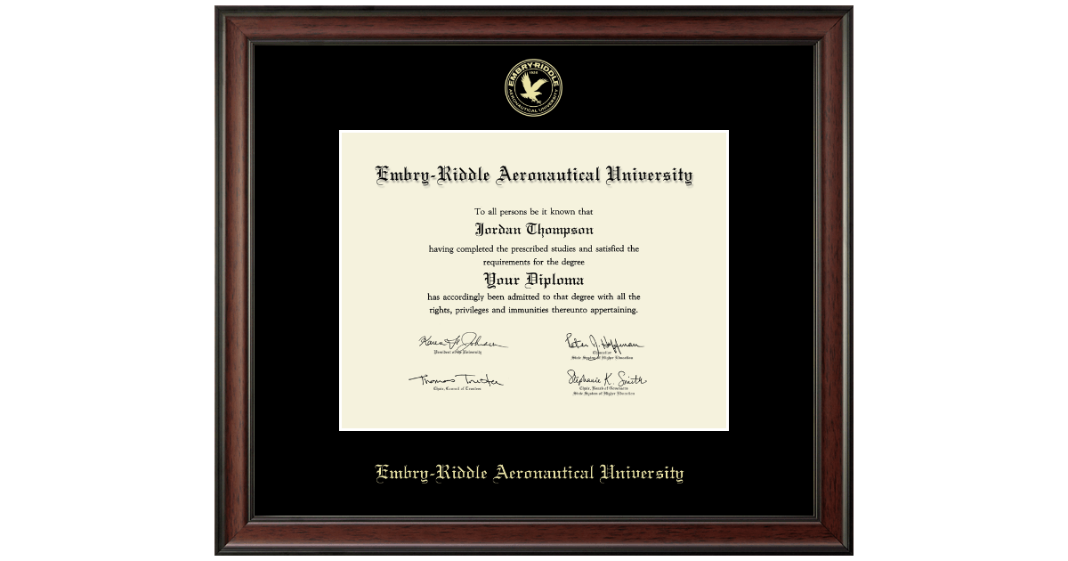 Gold Embossed Diploma Frame in Studio Embry-Riddle Aeronautical ...