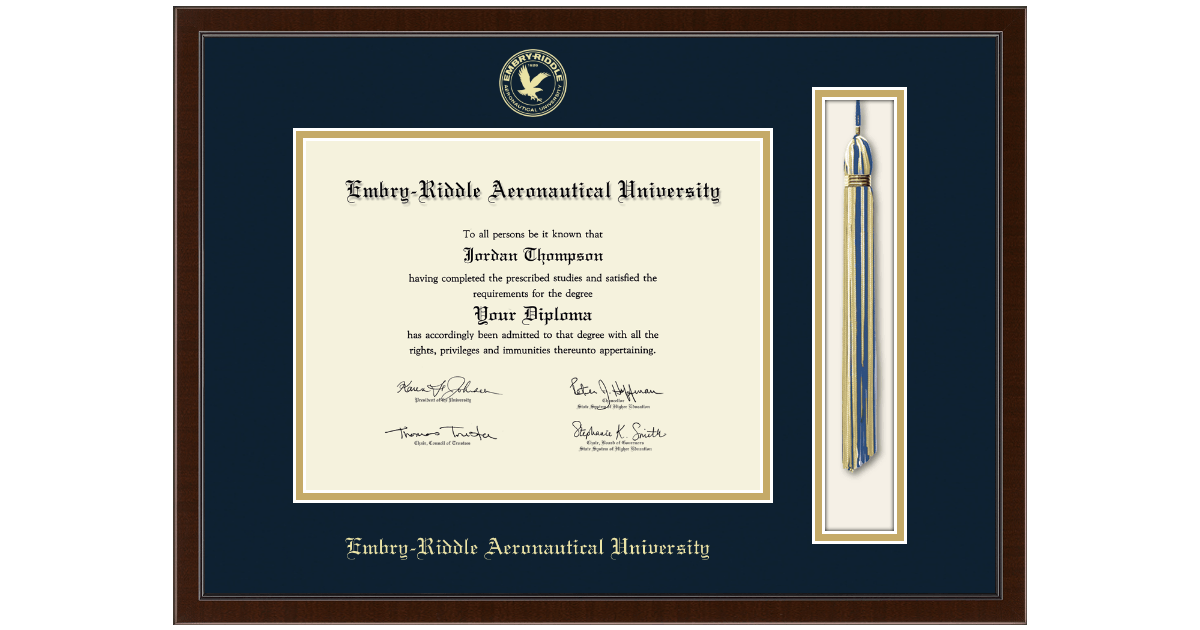Tassel & Cord Diploma Frame in Delta Embry-Riddle Aeronautical ...