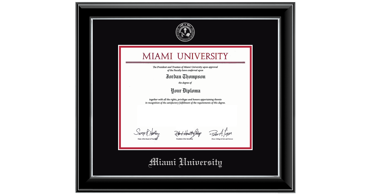 Silver Embossed Diploma Frame in Onyx Silver Miami University - Item #424086 from Miami ...