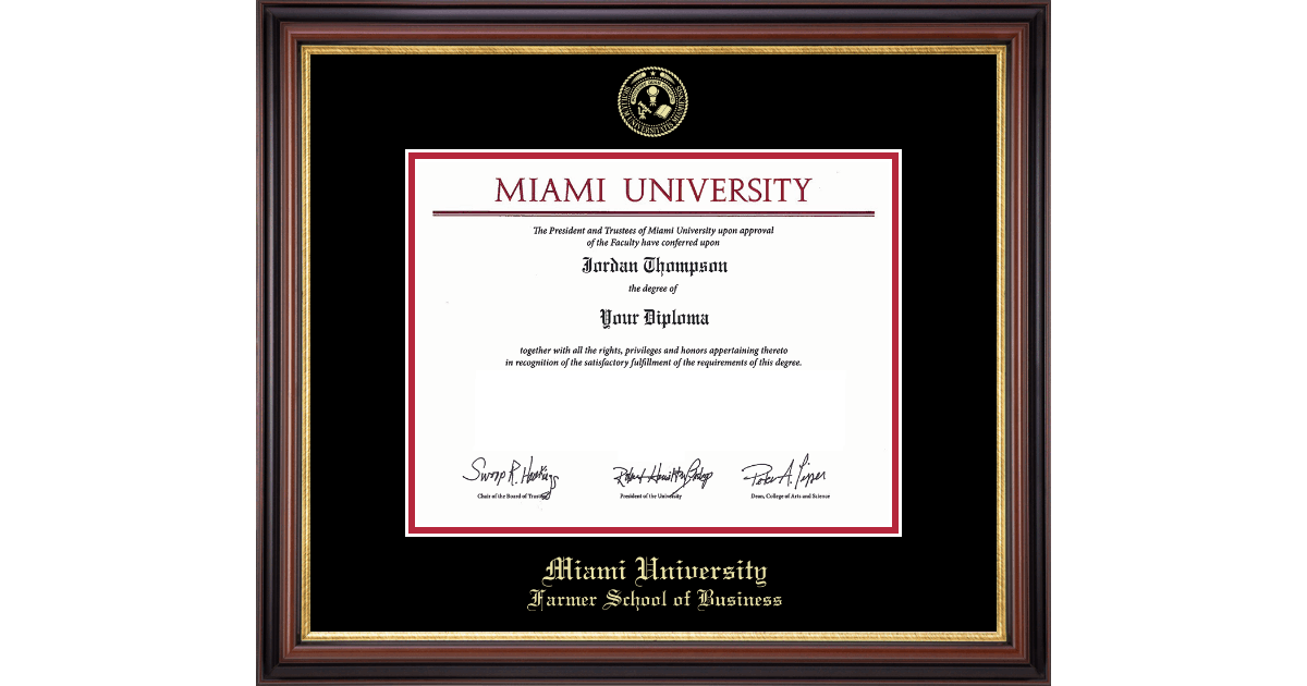 Gold Embossed Diploma Frame in Regency Gold Miami University - Item ...