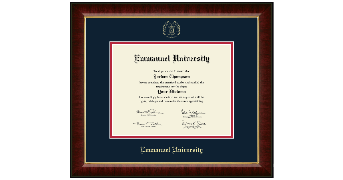 Gold Embossed Diploma Frame in Murano Emmanuel University - Item ...