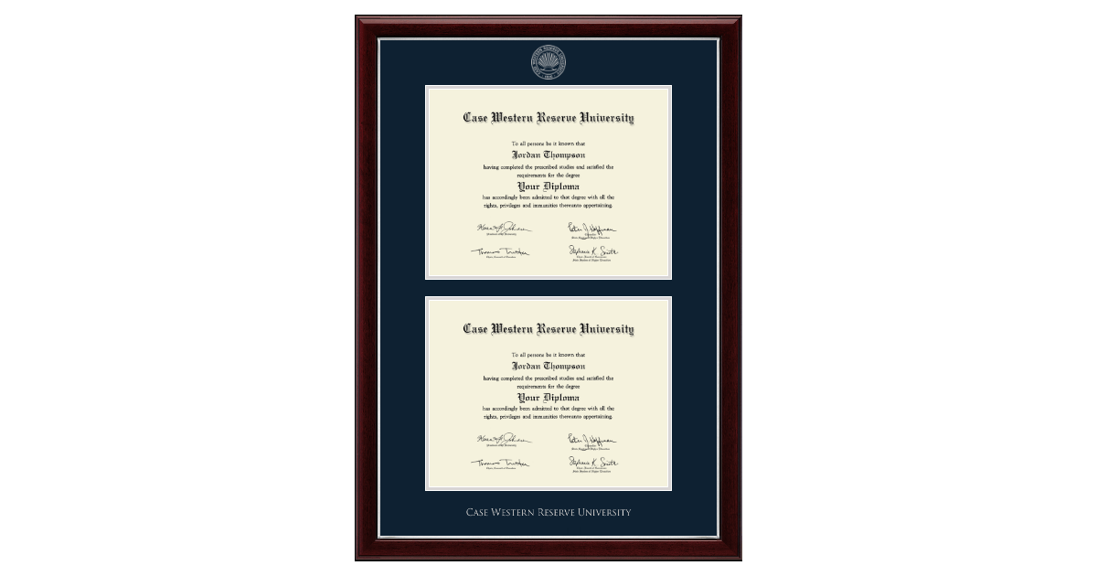 Double Diploma Frame in Gallery Silver Case Western Reserve University ...
