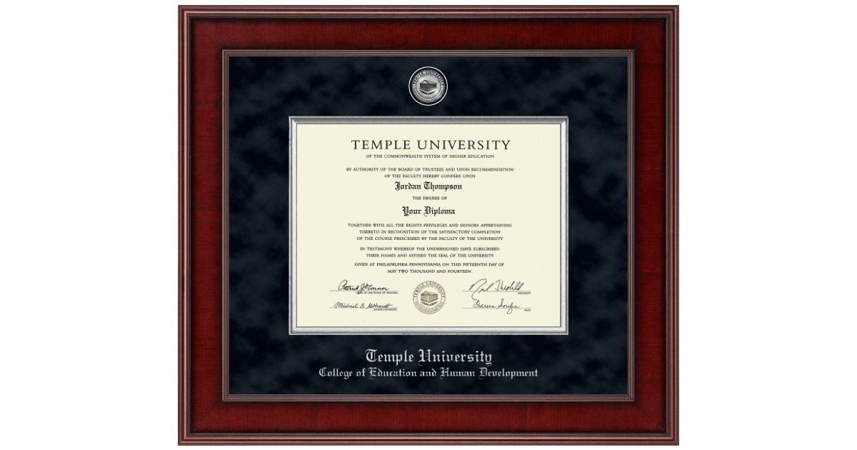 Temple College of Education and Human Development Diploma Frames
