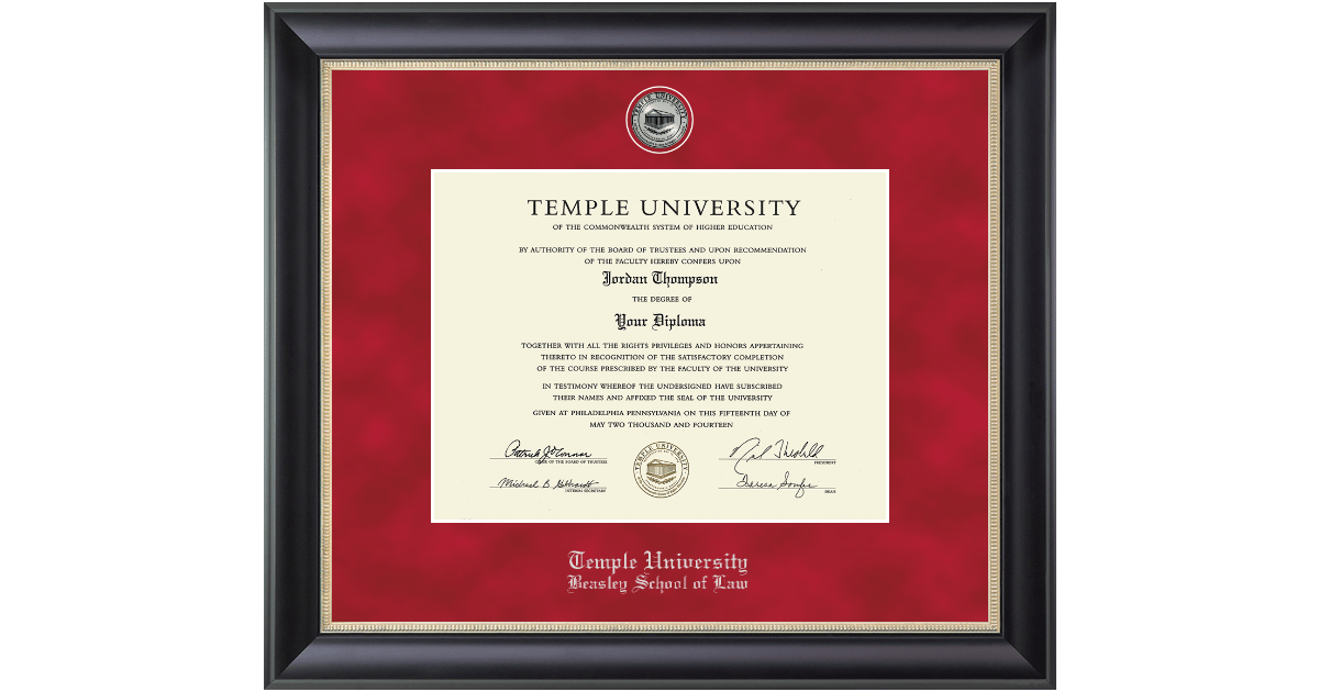 Regal Diploma Frame in Noir Temple University - Item #424565-TBL
