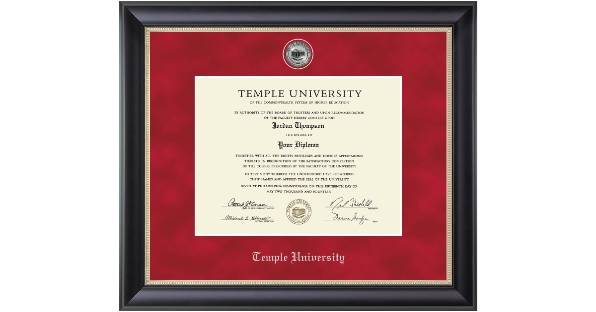 Regal Diploma Frame in Noir Temple University - Item #424565