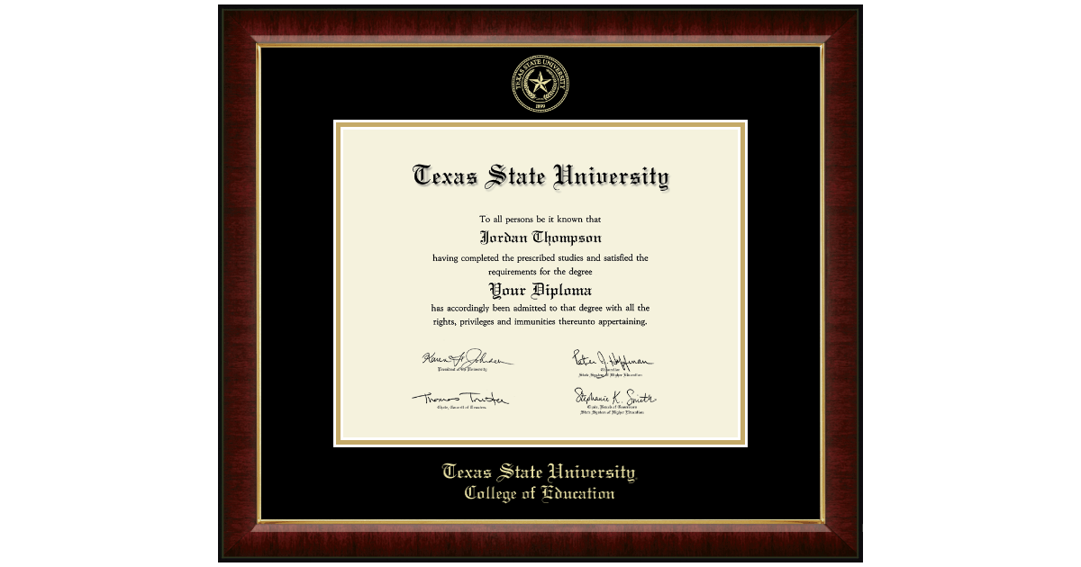 Gold Embossed Diploma Frame in Murano Texas State University - Item ...