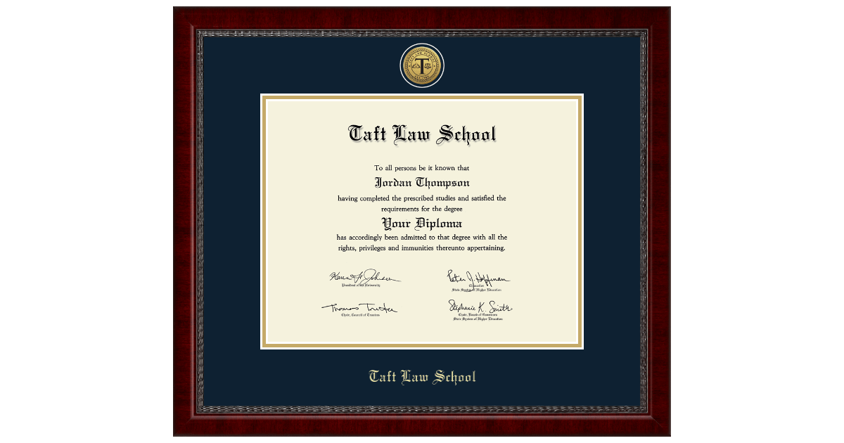 Gold Engraved Medallion Diploma Frame in Sutton Taft Law School - Item ...