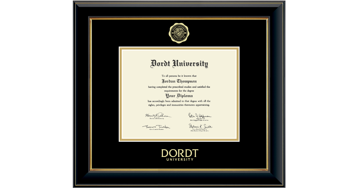 Gold Embossed Diploma Frame in Onyx Gold Dordt University - Item ...