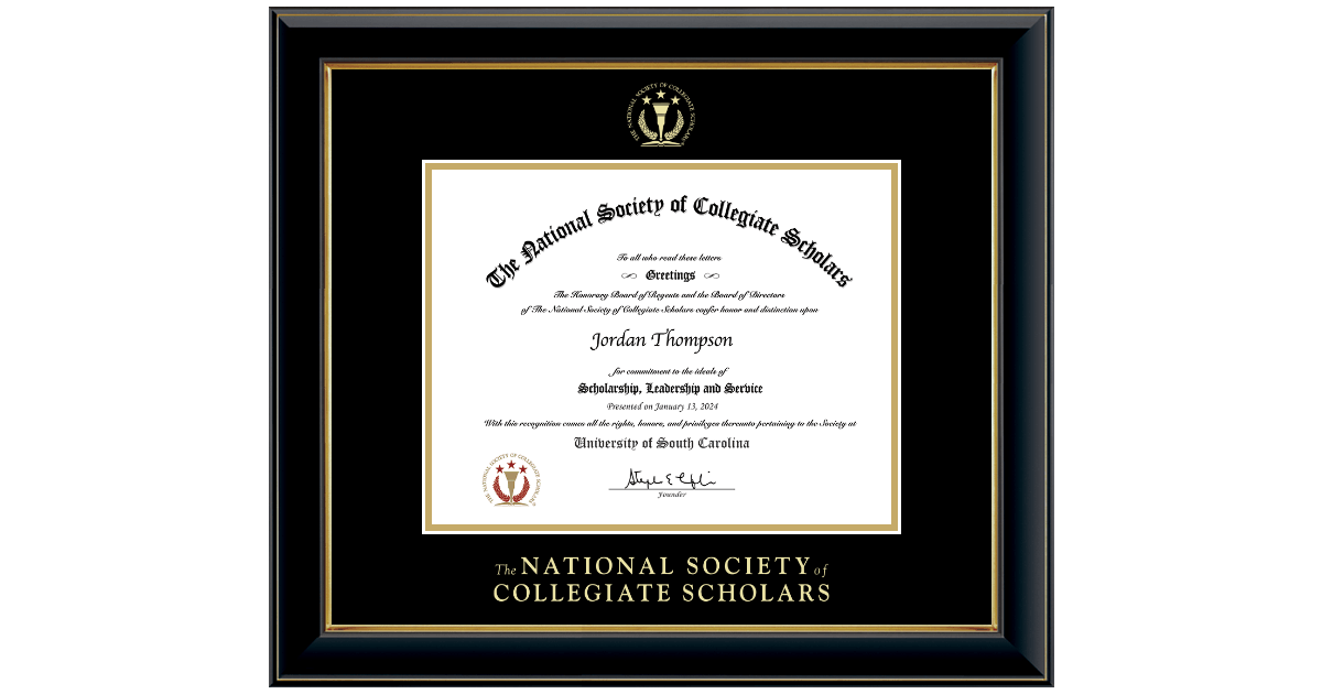 Gold Embossed Certificate Frame in Onyx Gold The National Society of ...