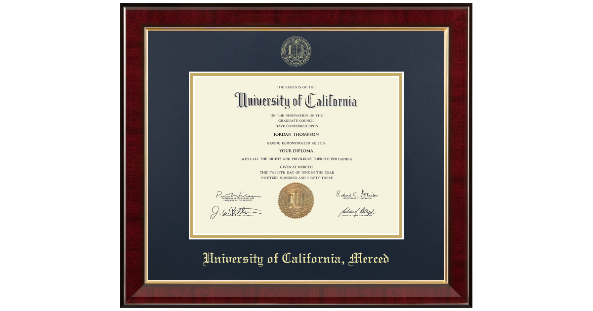 Gold Embossed Diploma Frame in Murano University of California Merced ...