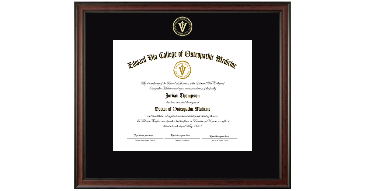 Gold Embossed Diploma Frame in Studio Edward Via College of Osteopathic ...