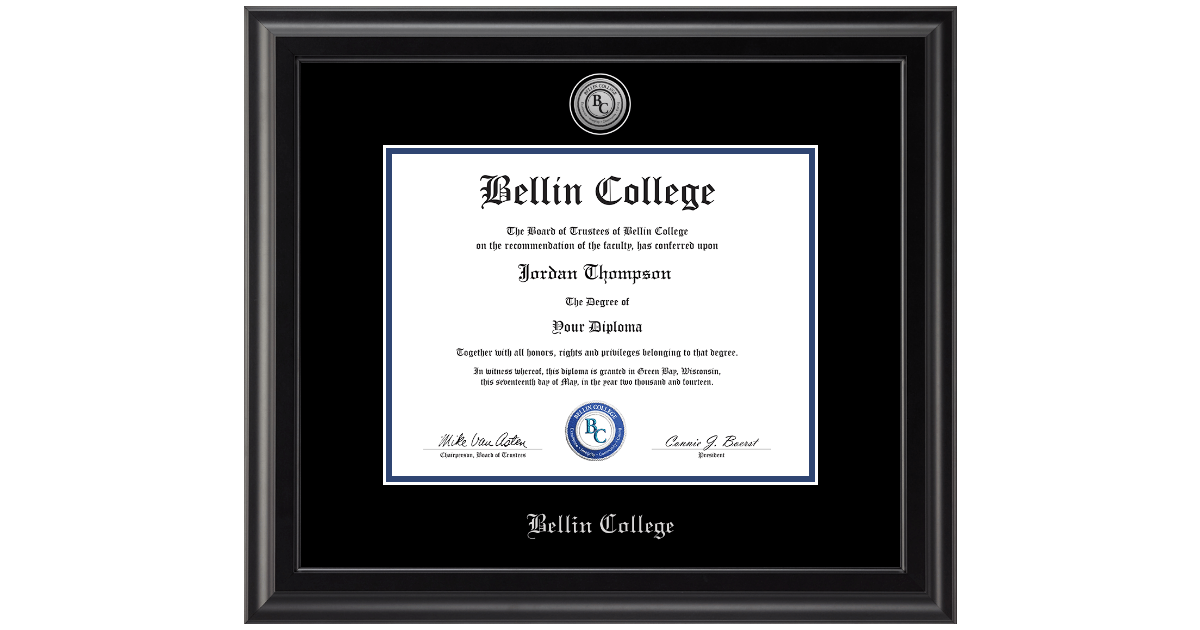 Silver Engraved Medallion Diploma Frame in Midnight Bellin College ...