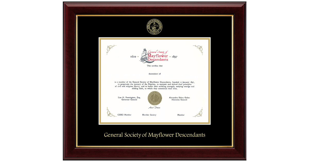 The Mayflower Society Gold Embossed Certificate Frame - Black and Gold ...