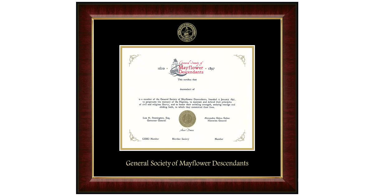 Gold Embossed Certificate Frame in Murano The Mayflower Society - Item ...