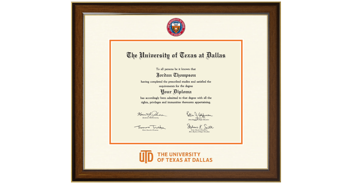 Dimensions Diploma Frame in Westwood The University of Texas at Dallas ...