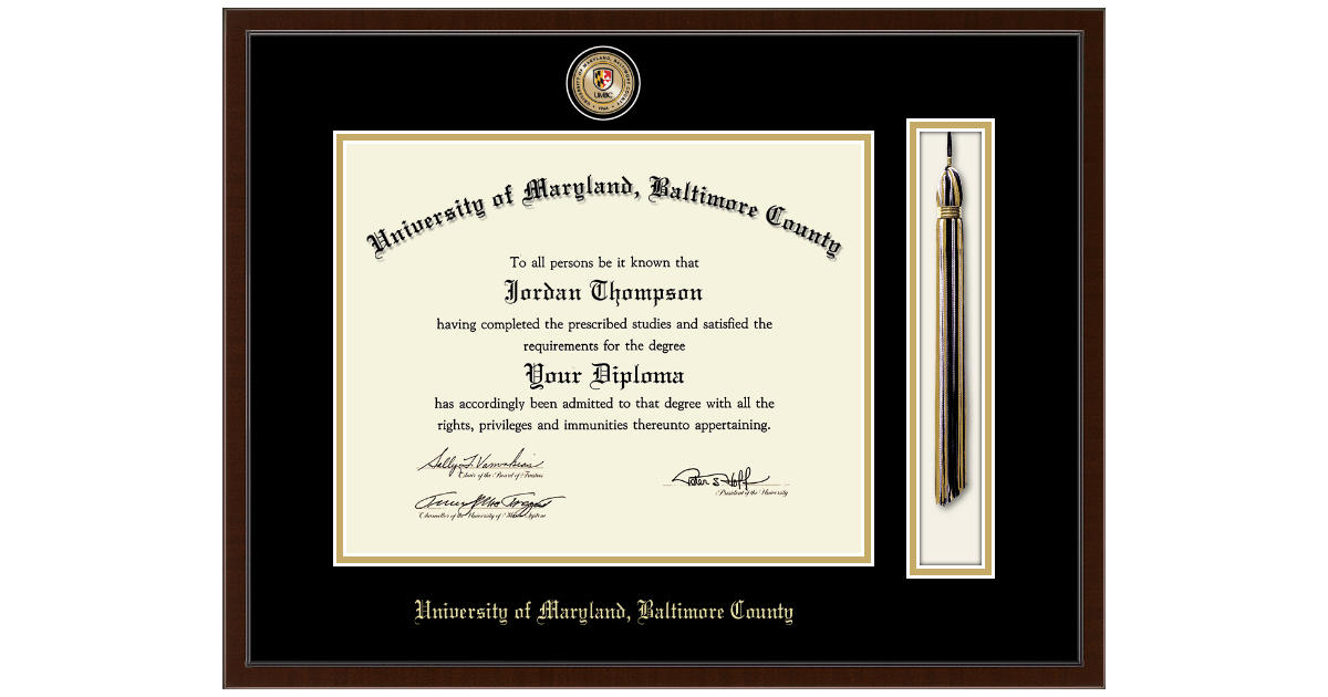 Tassel & Cord Masterpiece Diploma Frame in Delta University of Maryland ...