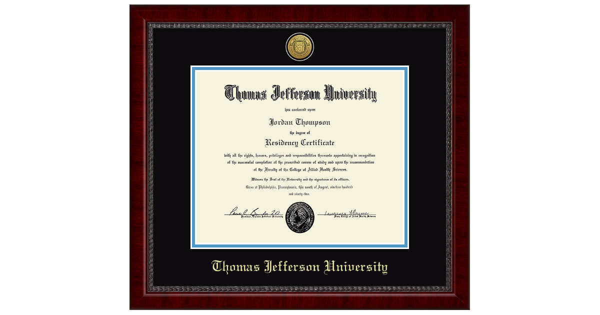 TJU Thomas Jefferson Residency Certificate Diploma Frames