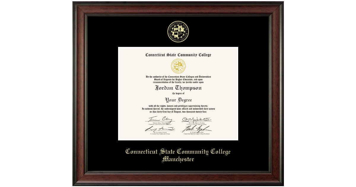 Gold Embossed Diploma Frame in Studio Connecticut State Community ...