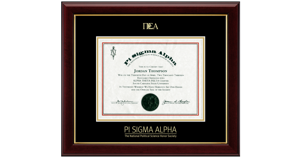 Gold Embossed Certificate Frame in Gallery Pi Sigma Alpha Honor Society ...
