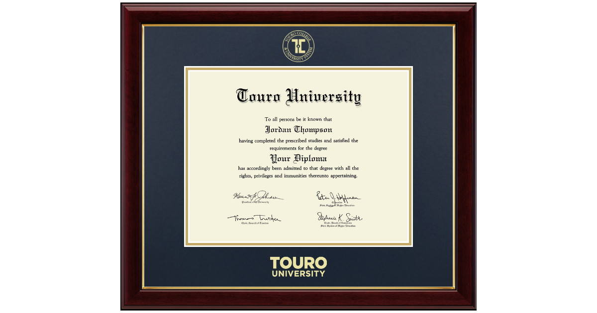 Masters/PhD- Gold Embossed Diploma Frame in Gallery Touro University ...