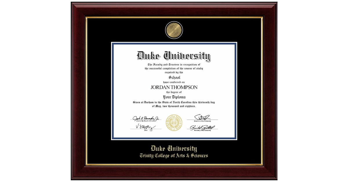 Masterpiece Medallion Diploma Frame in Gallery Duke University - Item ...